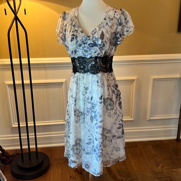 Sundance | Dresses | Sundance Silk Floral Dress With Black Lace | Poshmark